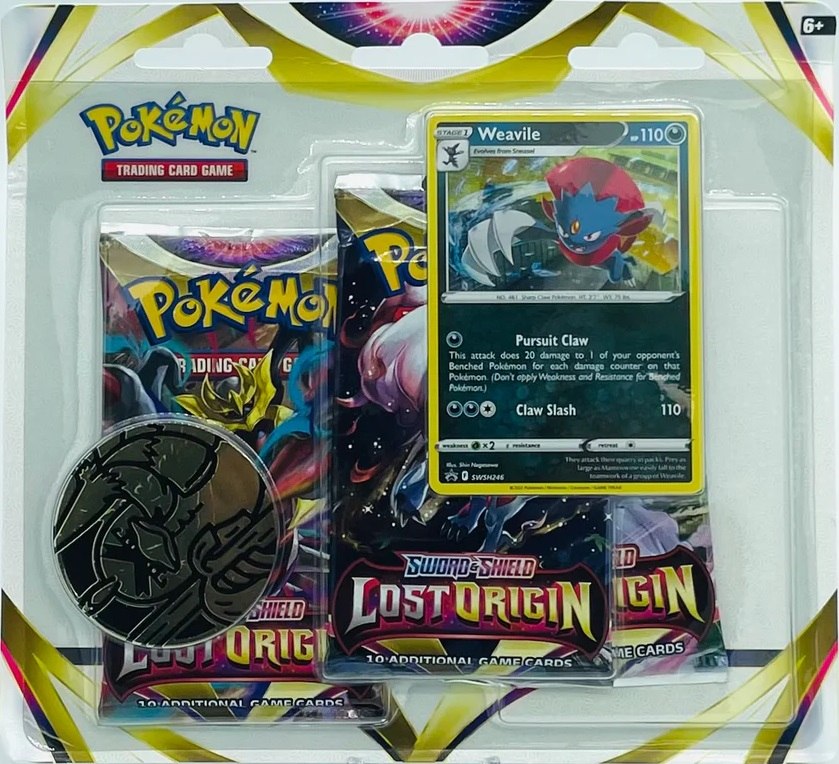 קלפי פוקימון בליסטר 3 חבילות Pokemon TCG: Sword & Shield 11 Lost Origin 3 Pack Blister Weavile Promo