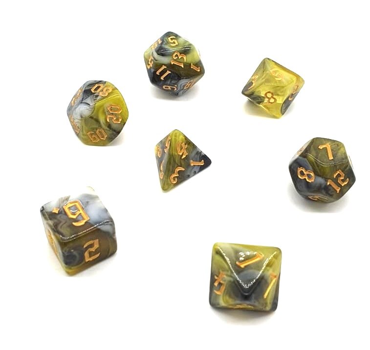 סט קוביות למשחקי תפקידים די אנד די בנרתיק דמוי עור DND Green&Grey Swirl ...