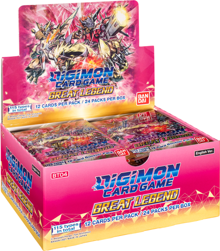Digimon TCG: BT04 Great Legend Card Game Booster Box (24 Packs) דיג’ימון בוסטר בוקס מקוריים