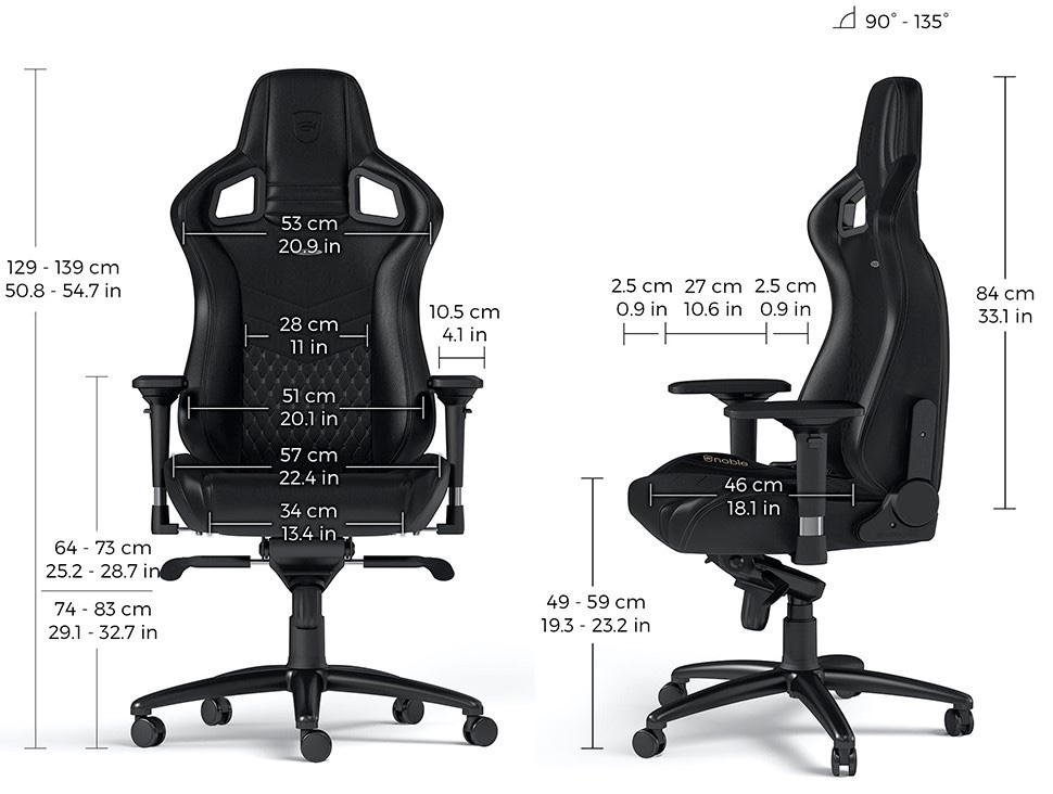 כסא גיימניג עור אמיתי Noblechairs EPIC Real Leather Gaming Chair Black ...